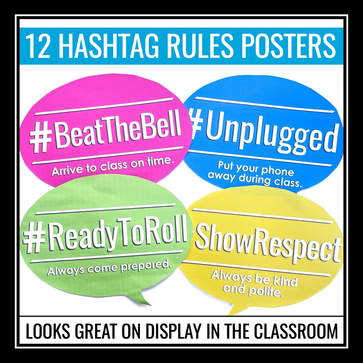 Class Rules Posters - Hashtags - Creative Back to School Bulletin Boar ...