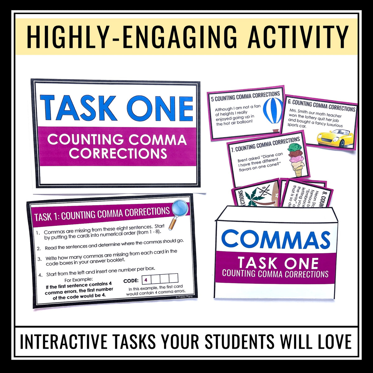 Commas Escape Room Activity - Comma Rules Breakout Review Classroom Ga ...