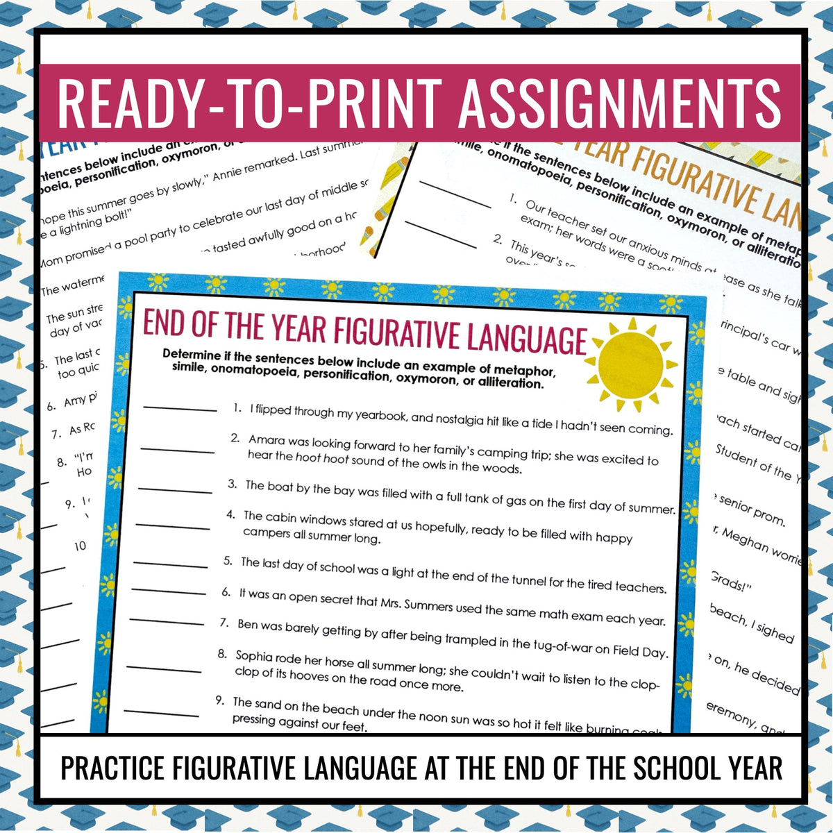 End of the Year Figurative Language Assignments – Literary Devices Act ...