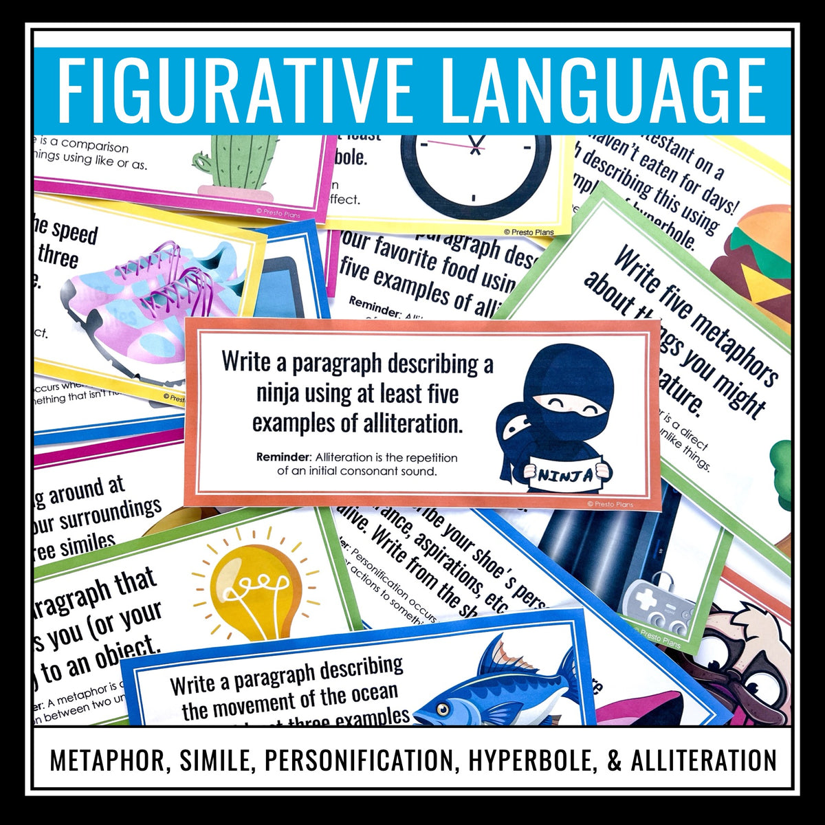 Figurative Language Writing Task Cards - Integrating Literary Devices ...