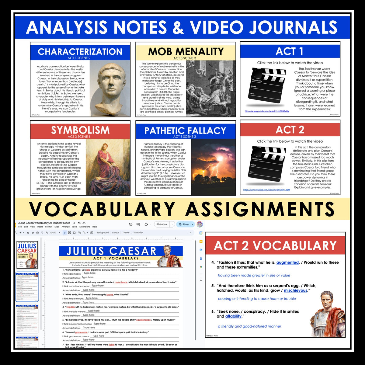 Julius Caesar Unit Plan - Complete Digital Drama Unit Shakespeare's Pl ...
