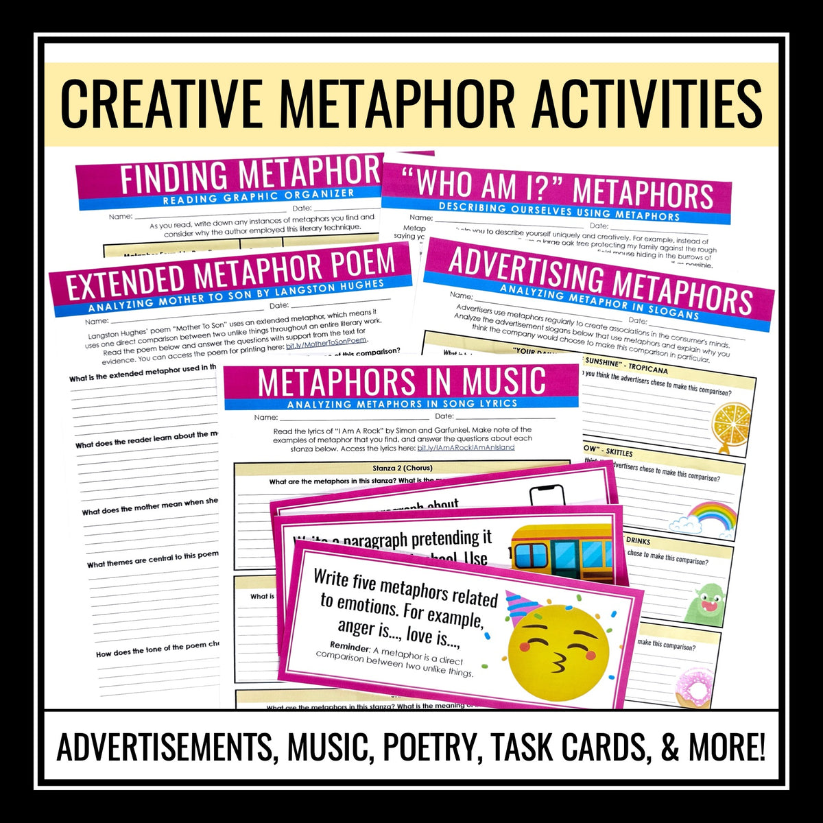 Metaphor Activities, Assignments & Slides Literary Devices & Figurativ ...