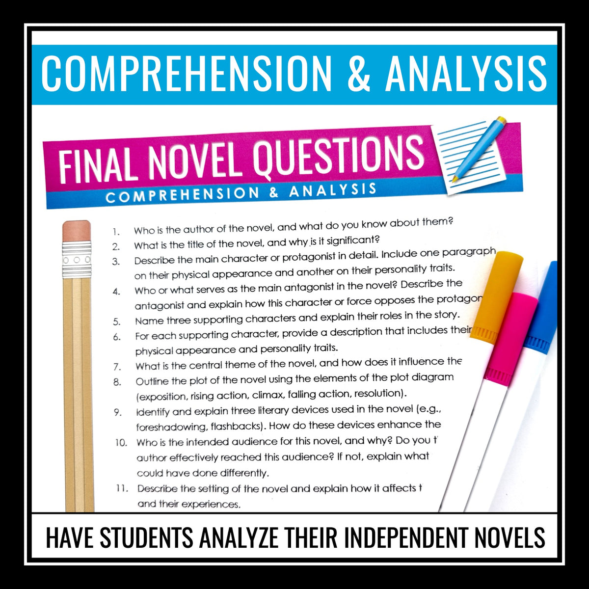 Novel Questions - Use with Literature Circles, Book Clubs, & Independe ...