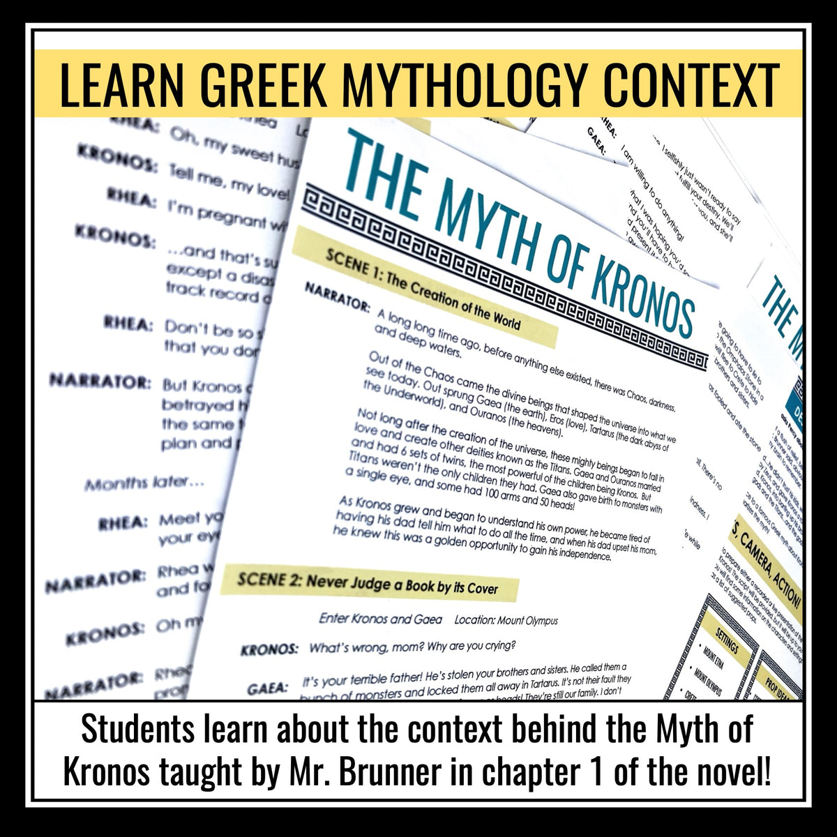 Percy Jackson and The Lightning Thief Activity - Myth of Kronos Reader ...