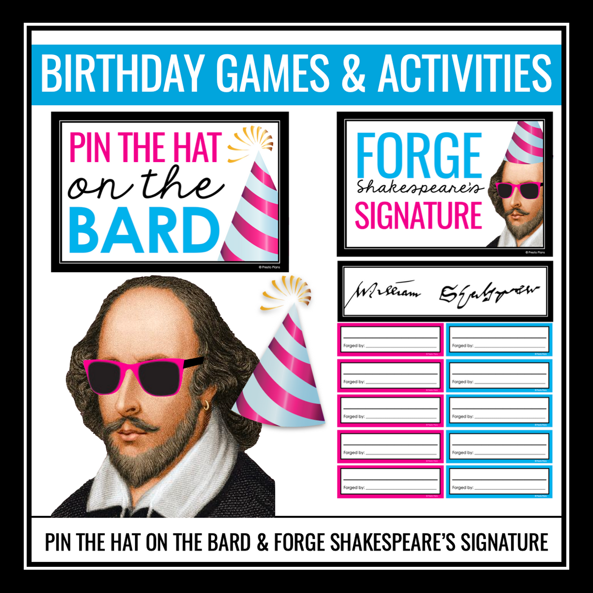 Shakespeare Birthday Party - Classroom Decor, Posters, Activities, and ...