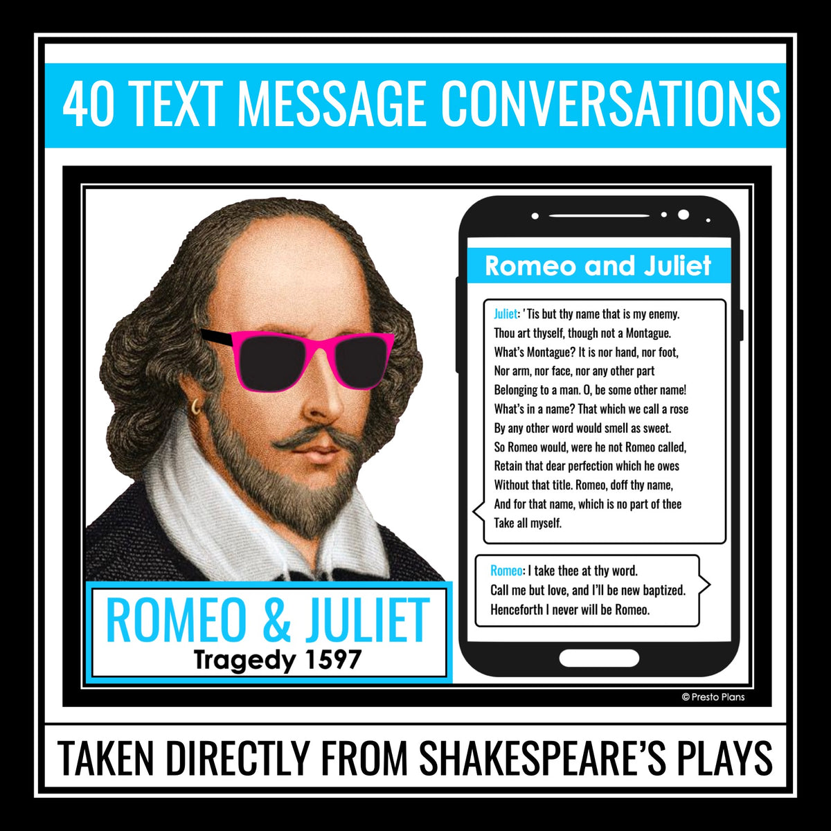Shakespeare Posters - Text Messages Bulletin Board Display ELA Class D ...