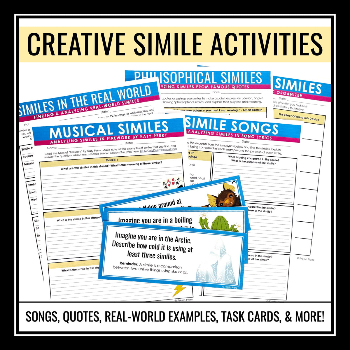 Simile Activities, Assignments, & Slides Literary Devices & Figurative ...