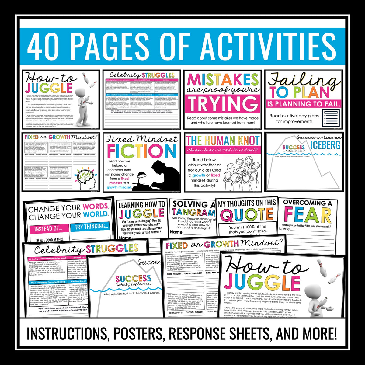 Growth Mindset Activities - Classroom Challenge Activity and Bulletin ...