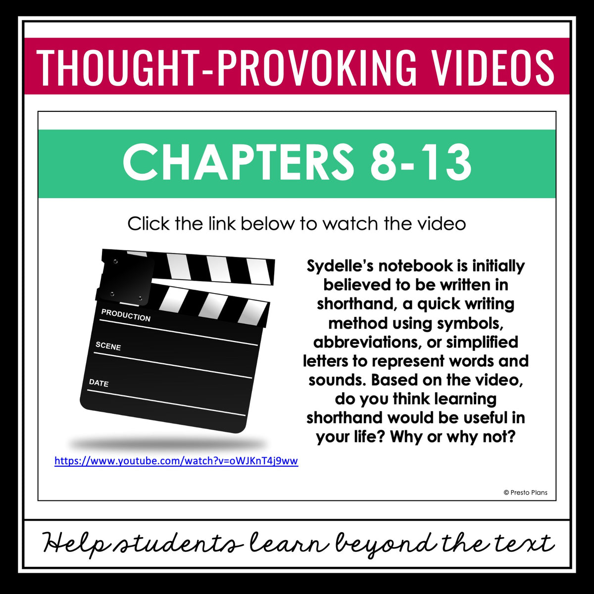The Westing Game Writing Prompts - Video Clips and Journal Writing Top ...