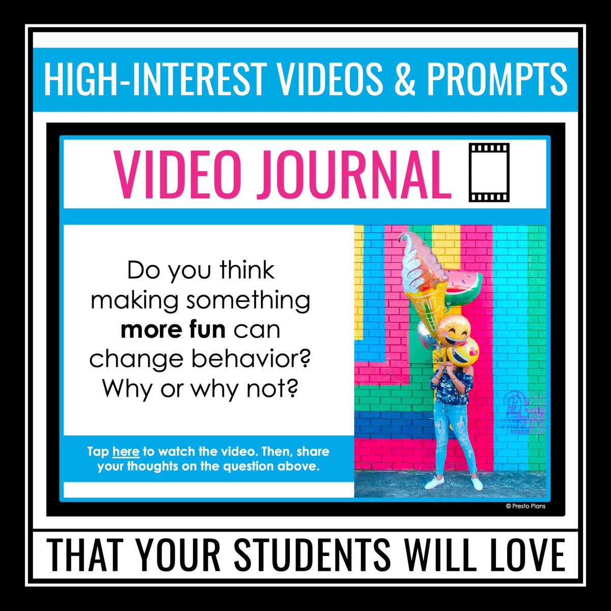 Video Journal Writing Prompts - Video Clip Opinion and Personal Writin ...