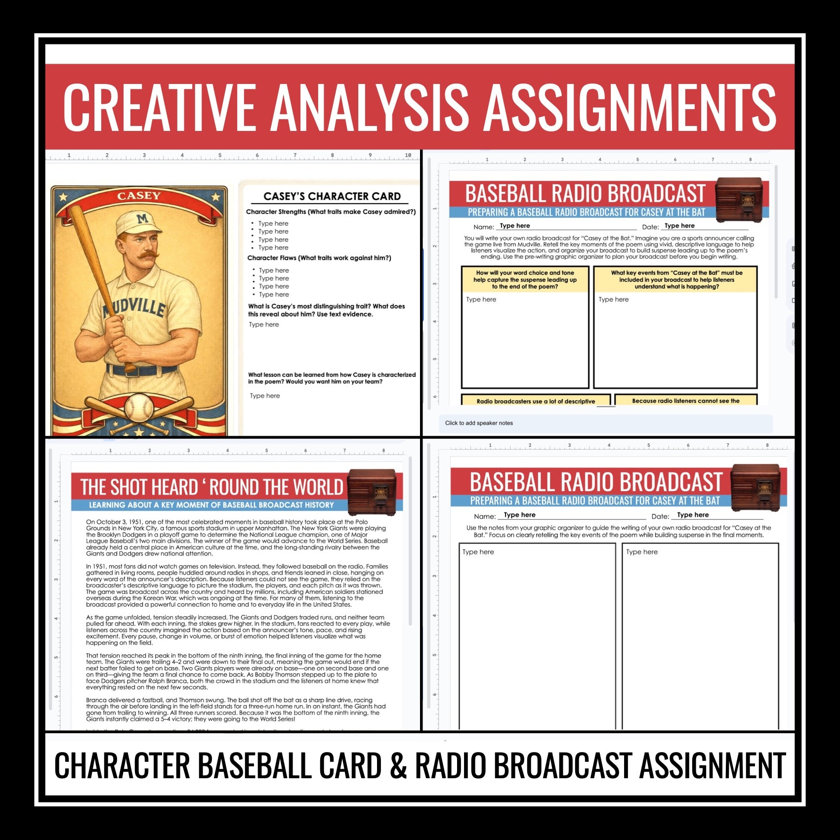 Casey at the Bat by Ernest Lawrence Thayer Digital Poetry Slides & Ass ...