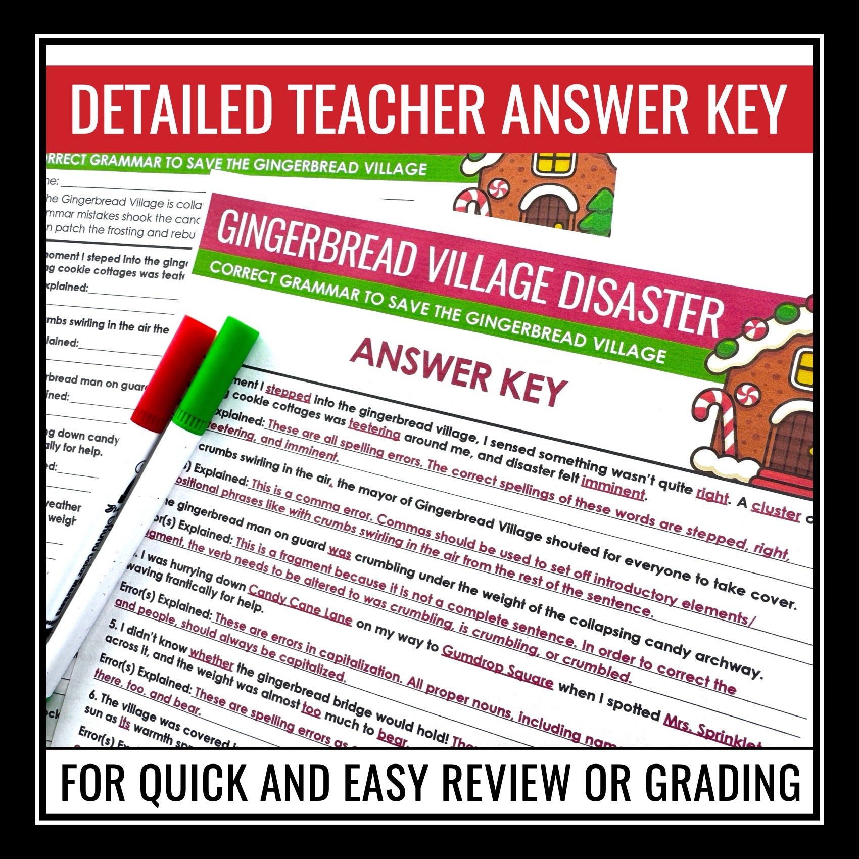 Christmas Grammar Worksheet Assignment Grammar Activity - Gingerbread ...