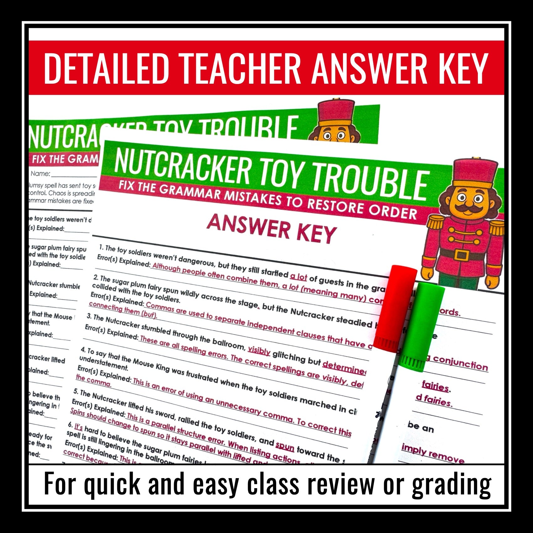 Christmas Grammar Worksheet Assignment Grammar Activity - Nutcracker ...