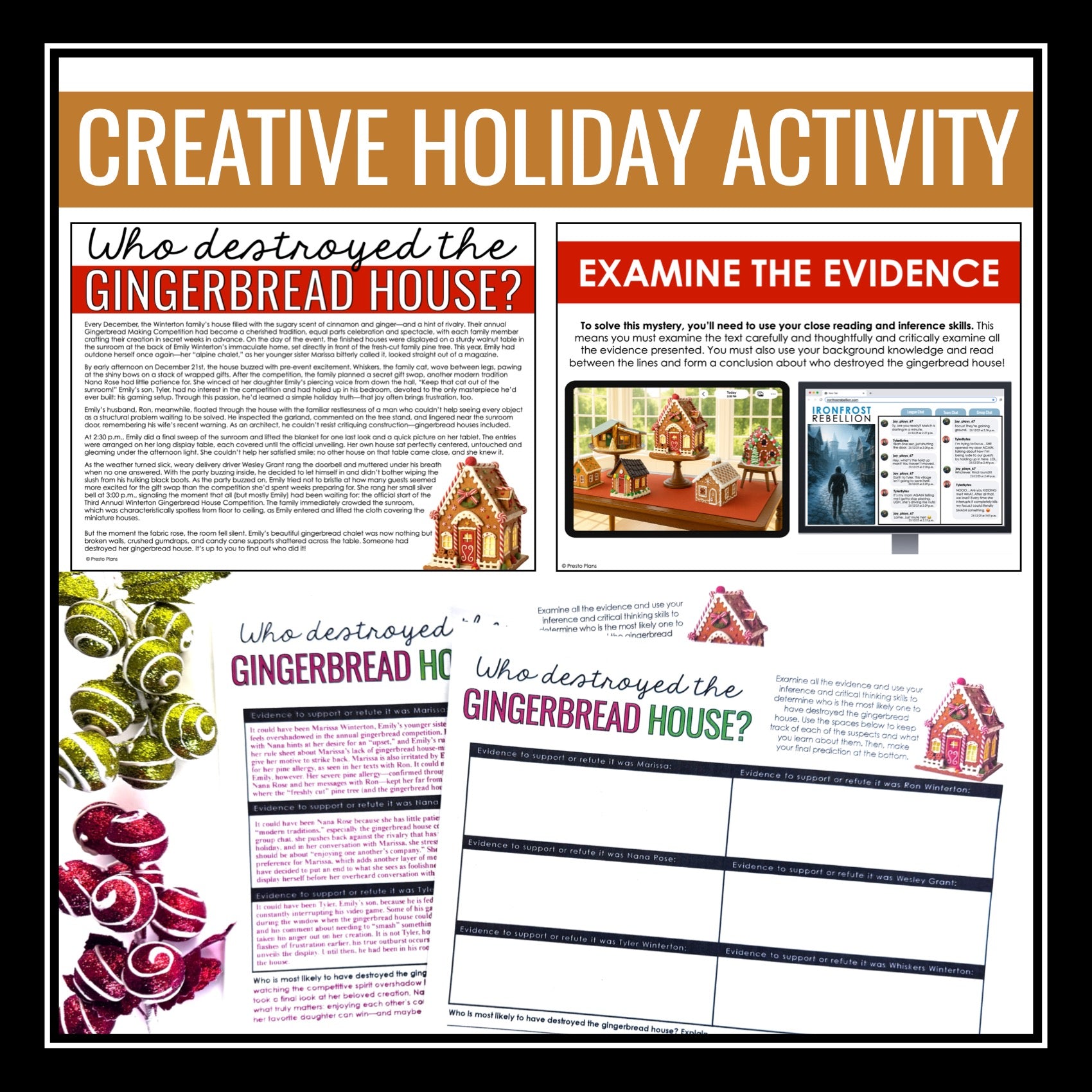 Christmas Reading Inference Mystery - Who Destroyed the Gingerbread Ho ...