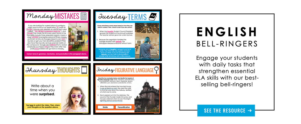 Presto Plans - Middle and High School English Teacher Resources