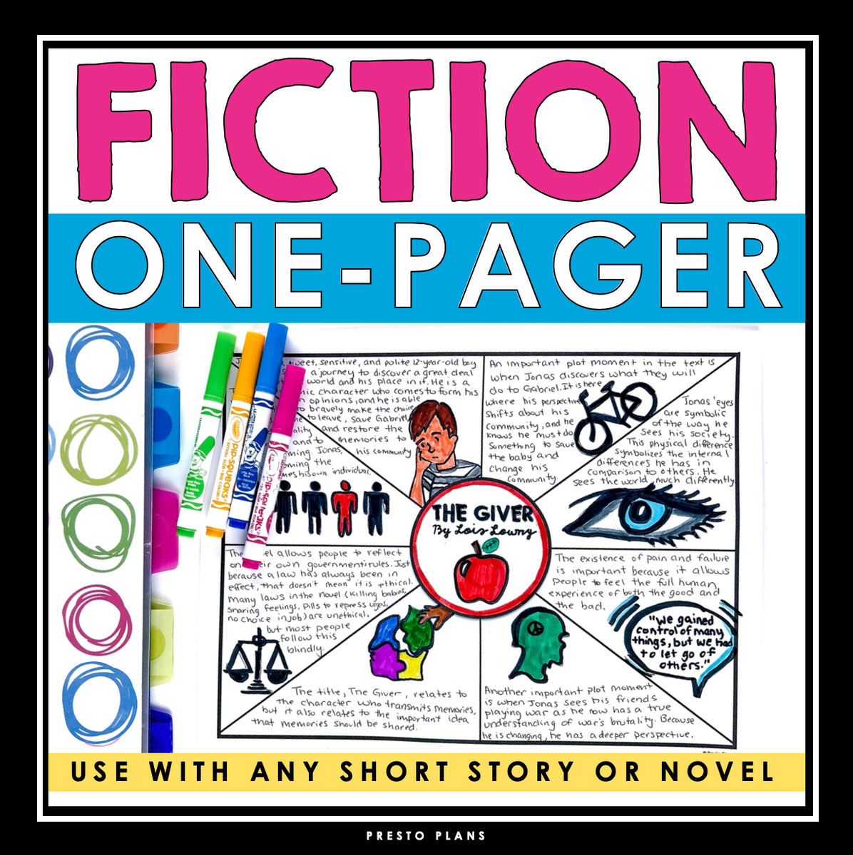 One Pager Assignment For Fiction - Activity For Any Novel or Short Sto ...