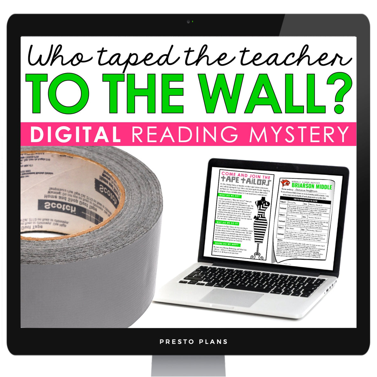 Close Reading Digital Mystery Inference Activity - Teacher Tape Prank ...