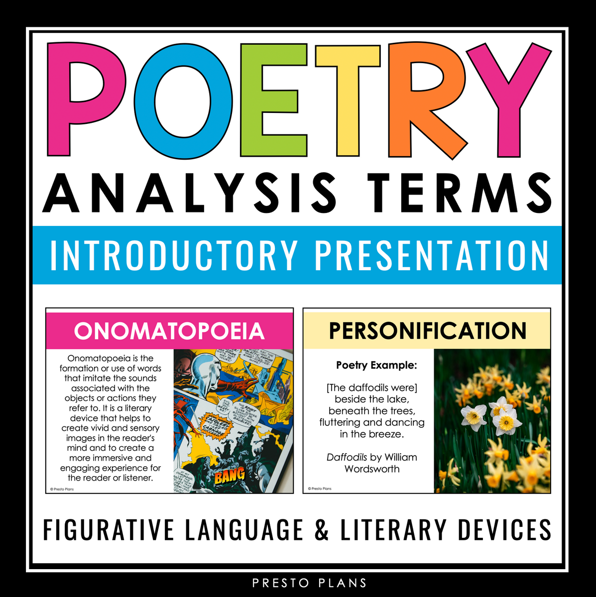 Poetry Terms Figurative Language Introduction Presentation for Literar ...