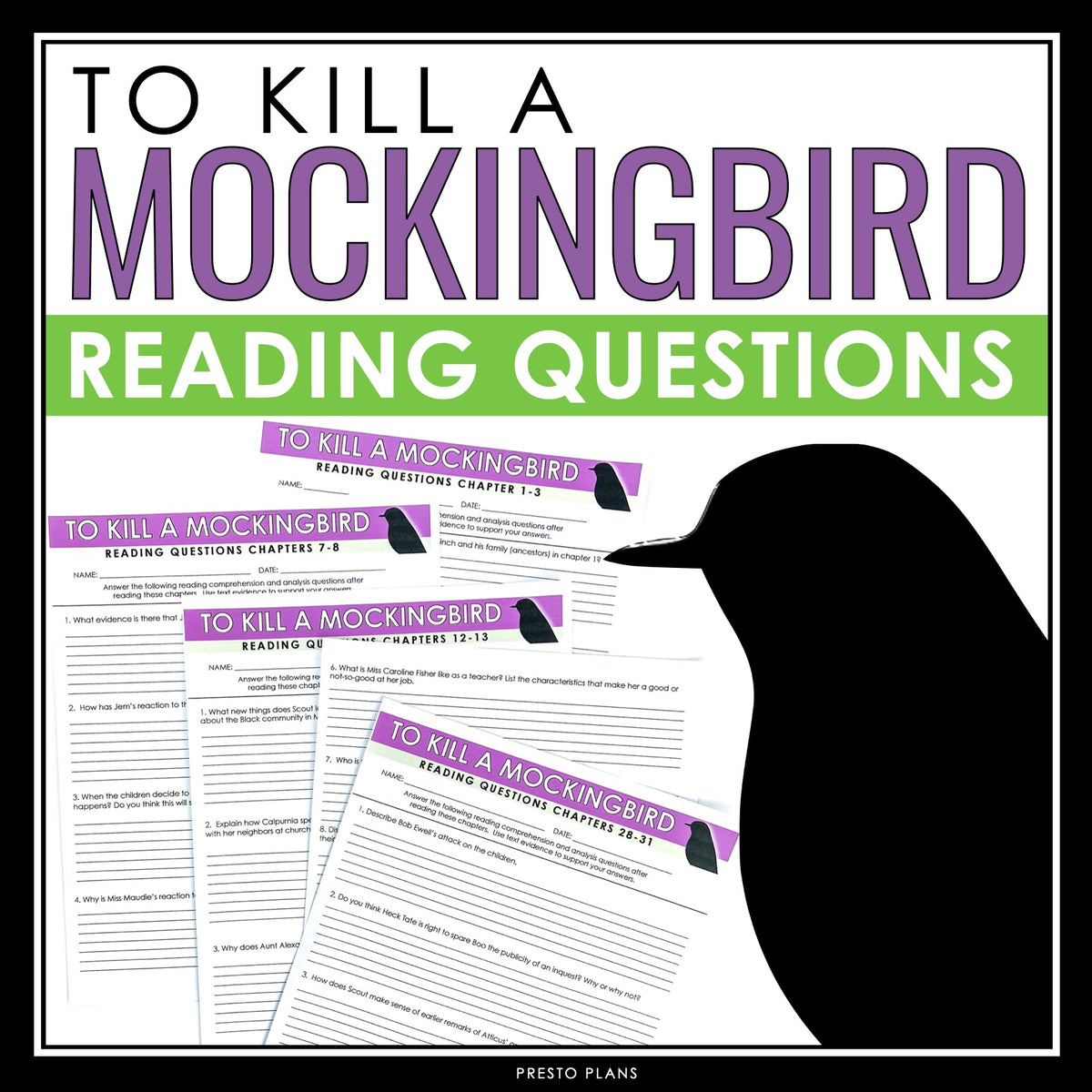 To Kill a Mockingbird Questions - Comprehension and Analysis Reading Q ...