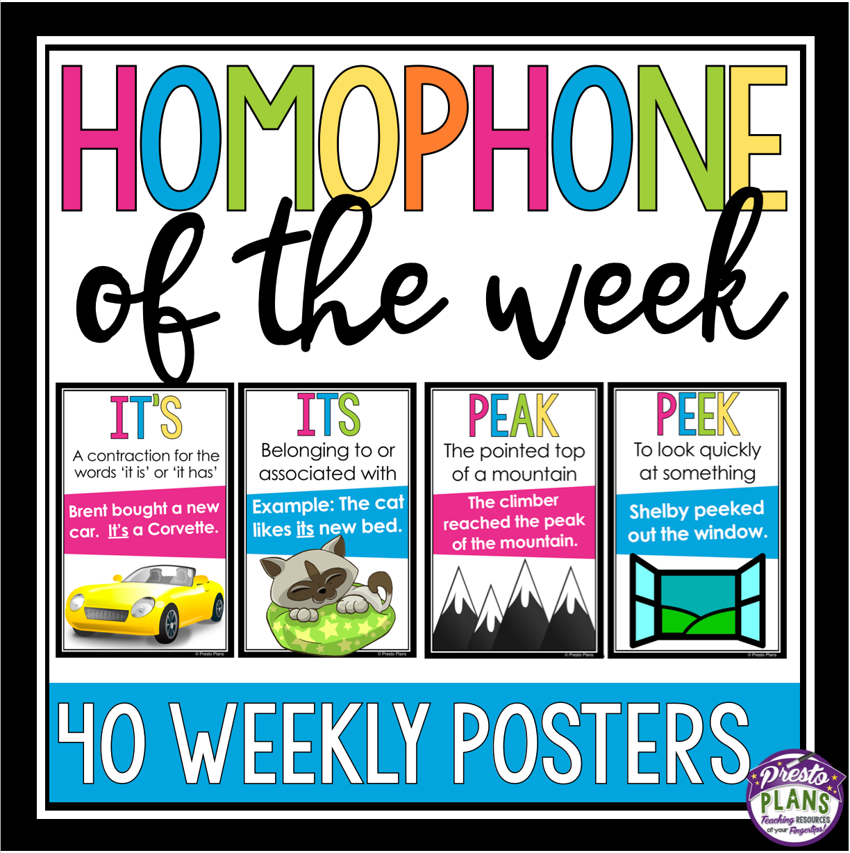 Homophone Posters - Weekly Classroom Bulletin Board Decor - Grammar Po ...