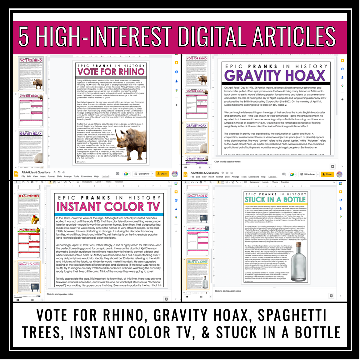 April Fools' Day Reading Comprehension Pranks Articles & Assignments ...
