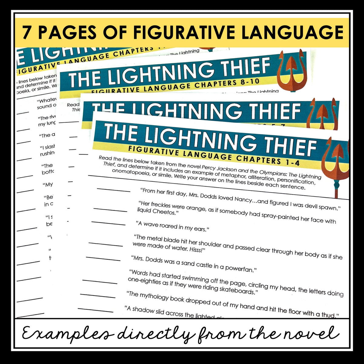 Percy Jackson and the Olympians The Lightning Thief Figurative Languag ...