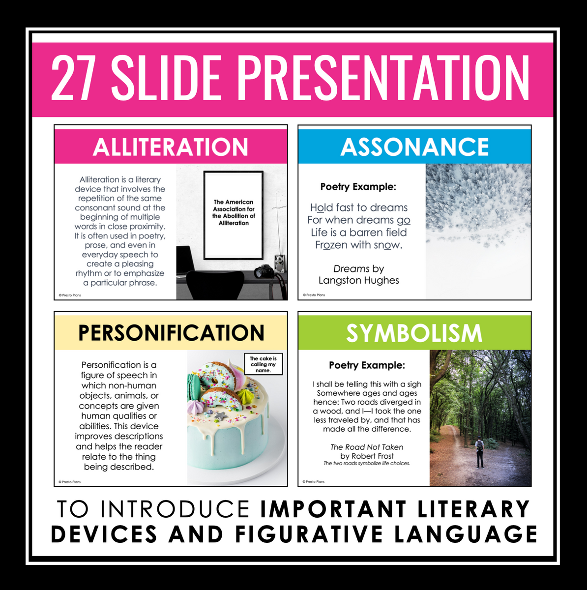 Poetry Terms Figurative Language Introduction Presentation for Literar ...