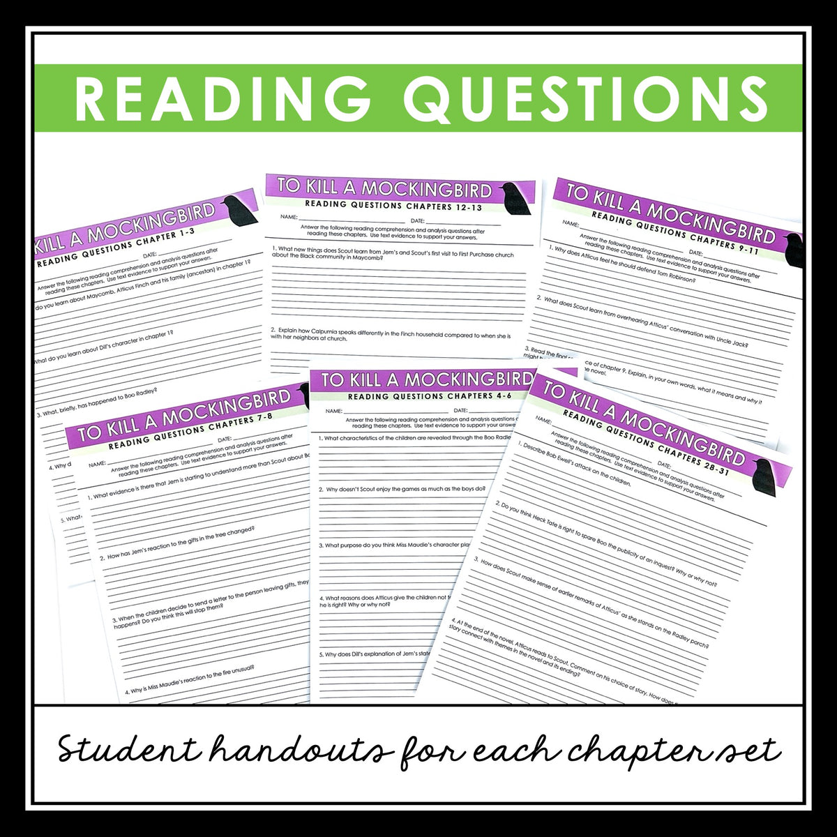 TO KILL A MOCKINGBIRD READING COMPREHENSION QUESTIONS – Presto Plans