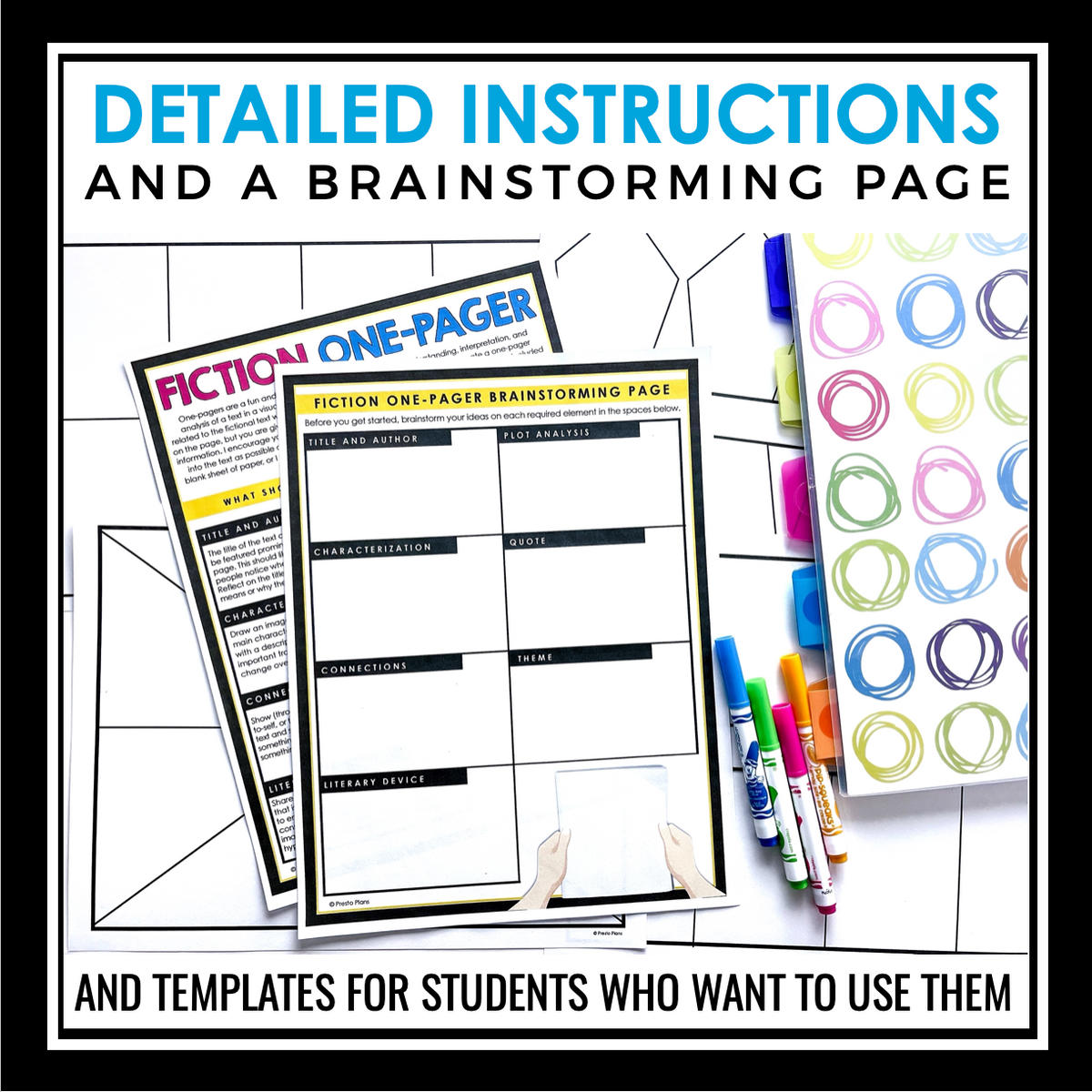 One Pager Assignment For Fiction - Activity For Any Novel or Short Sto ...