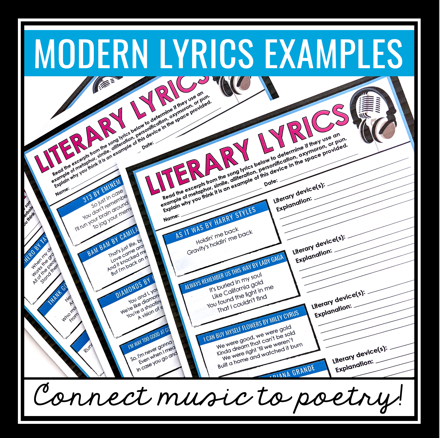 Figurative Language In Song Lyrics Worksheet
