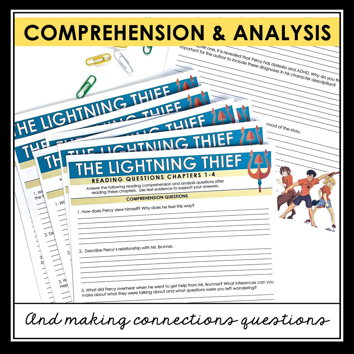 Percy Jackson and the Olympians The Lightning Thief Reading Questions ...