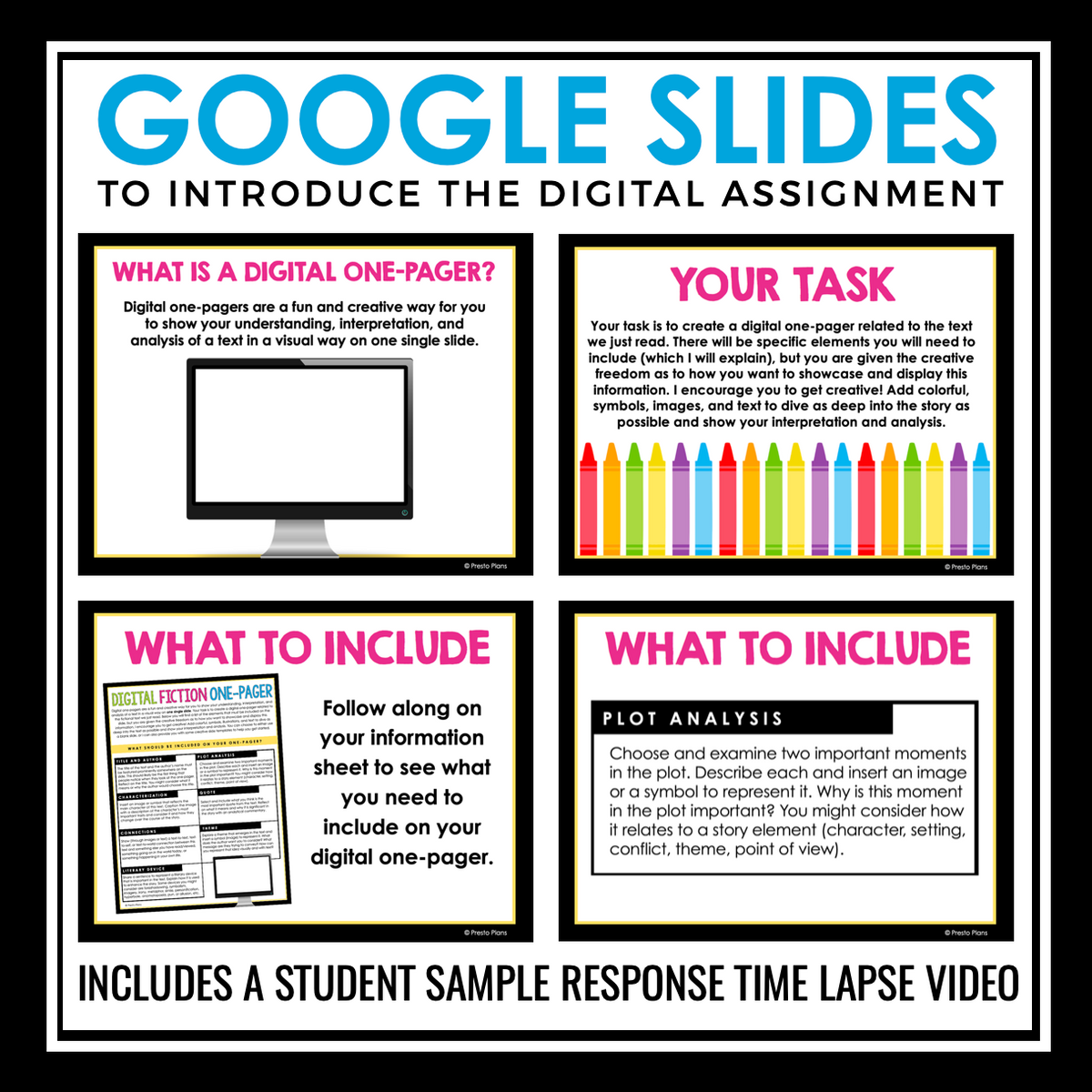 Digital One Pager Assignment For Fiction - Activity For Any Novel or S ...